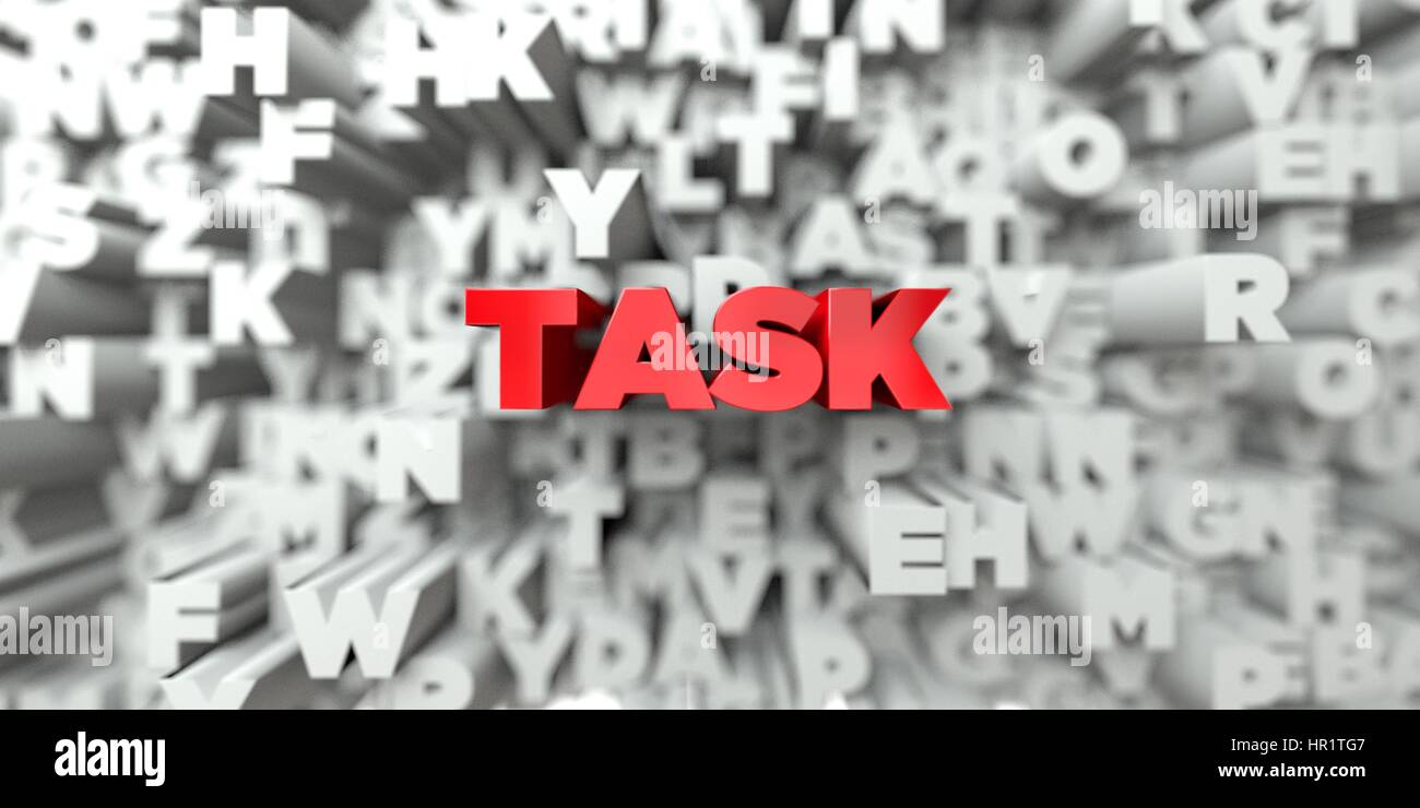 TASK - Red text on typography background - 3D rendered royalty free ...