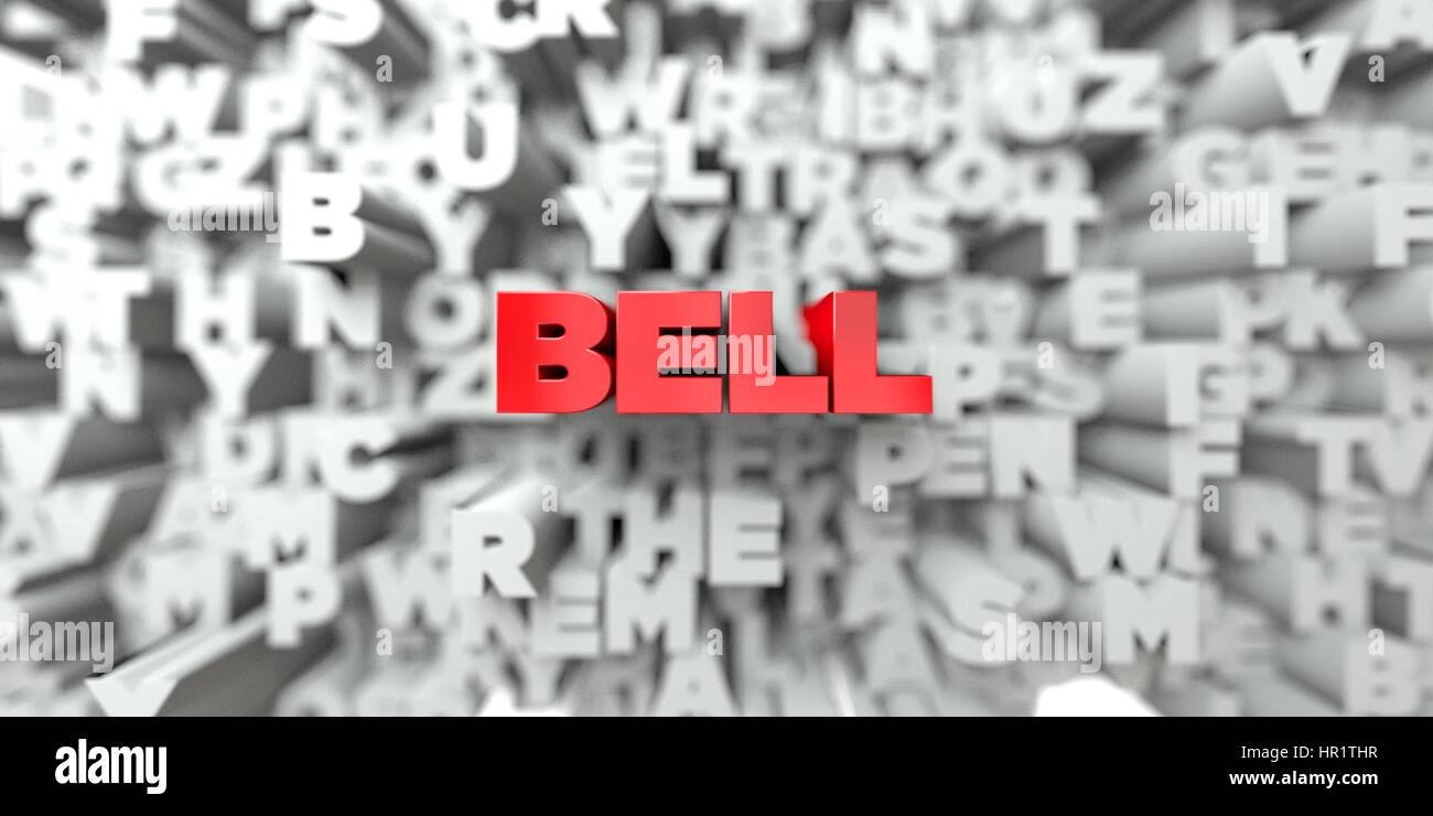 BELL - Red text on typography background - 3D rendered royalty free ...