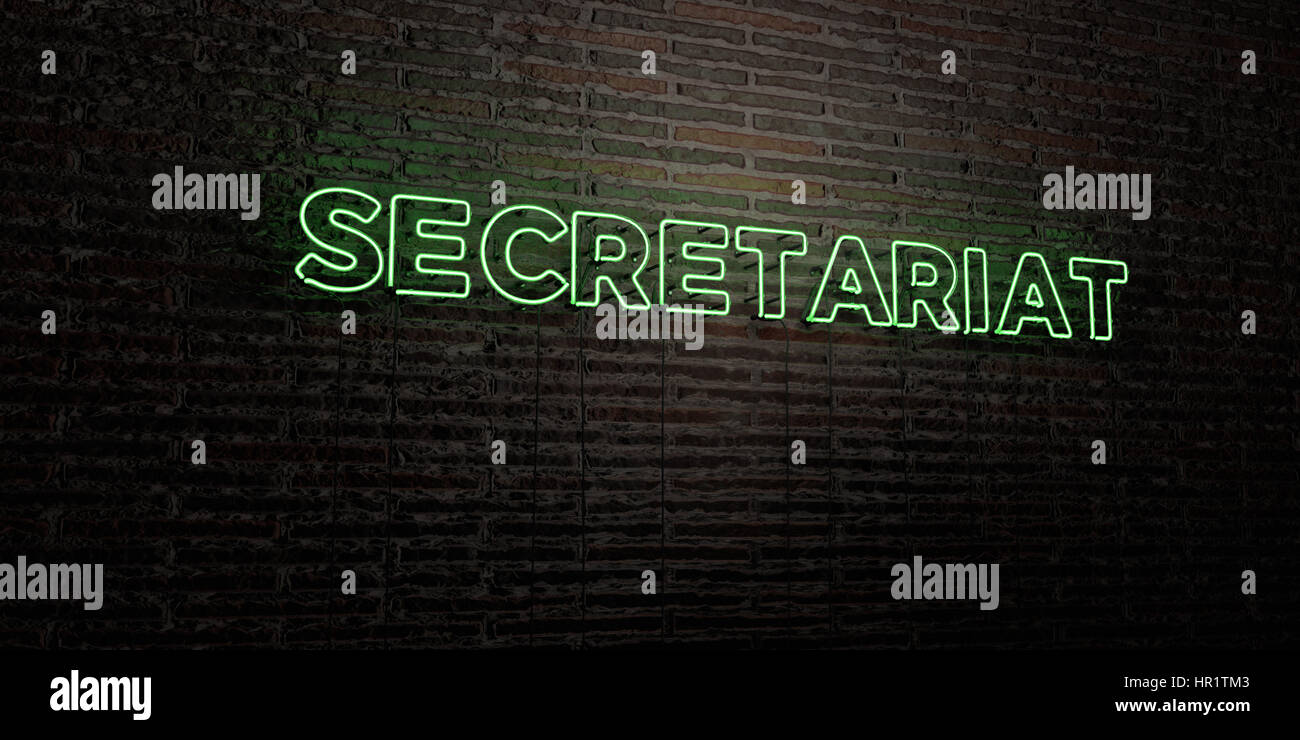 SECRETARIAT -Realistic Neon Sign on Brick Wall background - 3D rendered ...