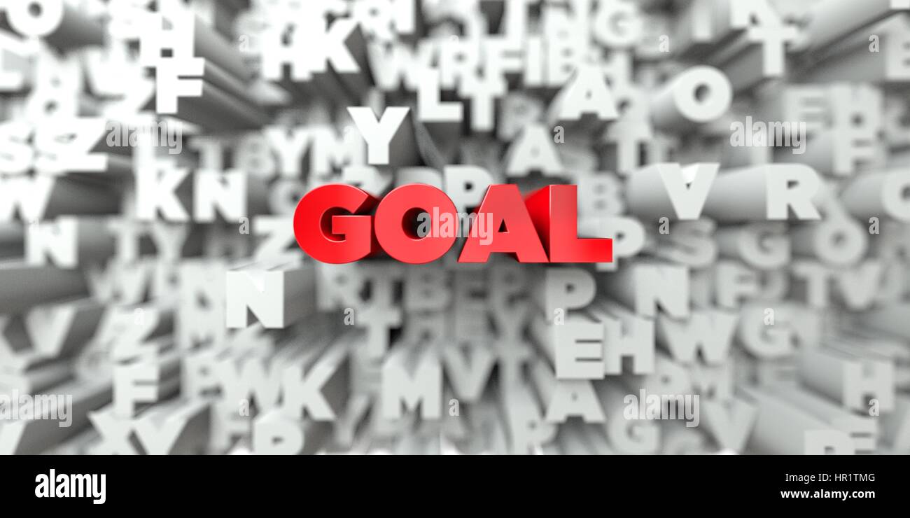 GOAL - Red text on typography background - 3D rendered royalty free ...