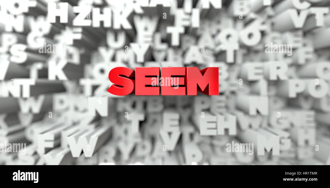 SEEM - Red text on typography background - 3D rendered royalty free ...