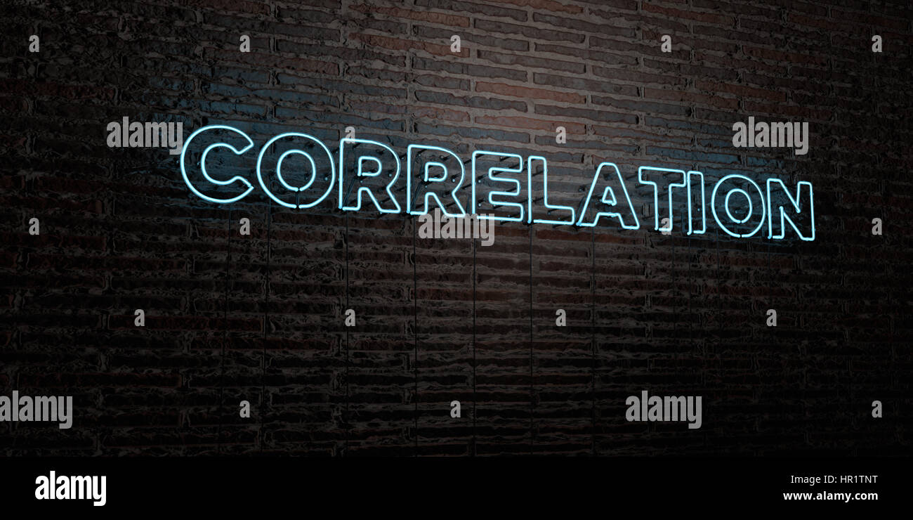 CORRELATION -Realistic Neon Sign on Brick Wall background - 3D rendered ...