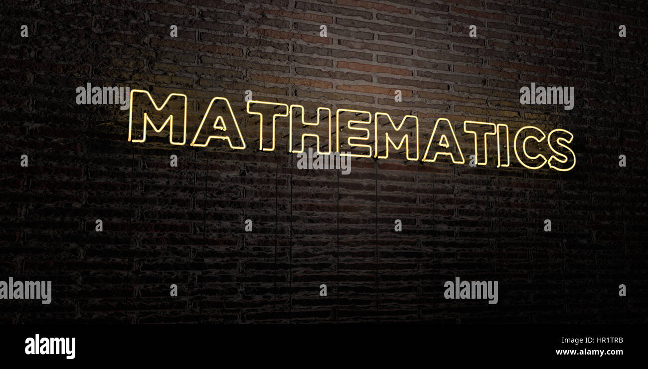 MATHEMATICS -Realistic Neon Sign on Brick Wall background - 3D rendered ...