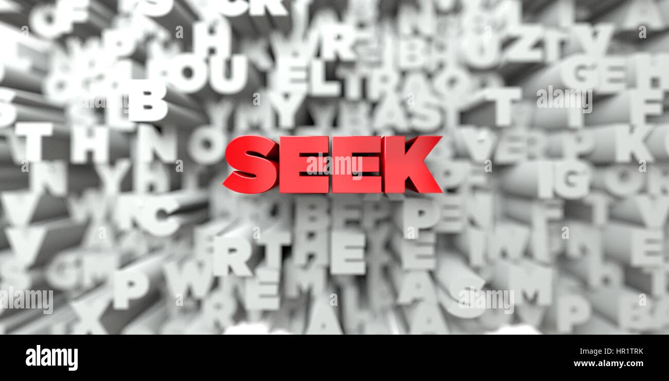 SEEK - Red text on typography background - 3D rendered royalty free ...