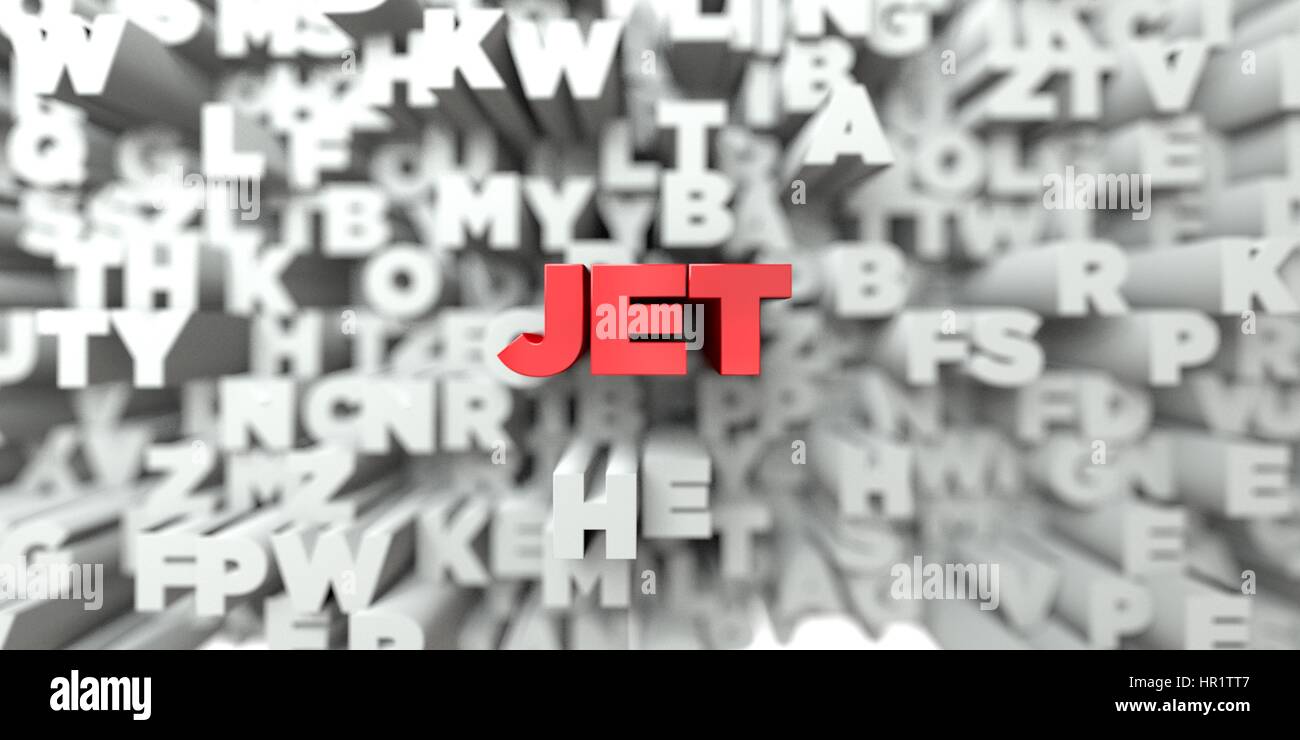 JET - Red text on typography background - 3D rendered royalty free ...