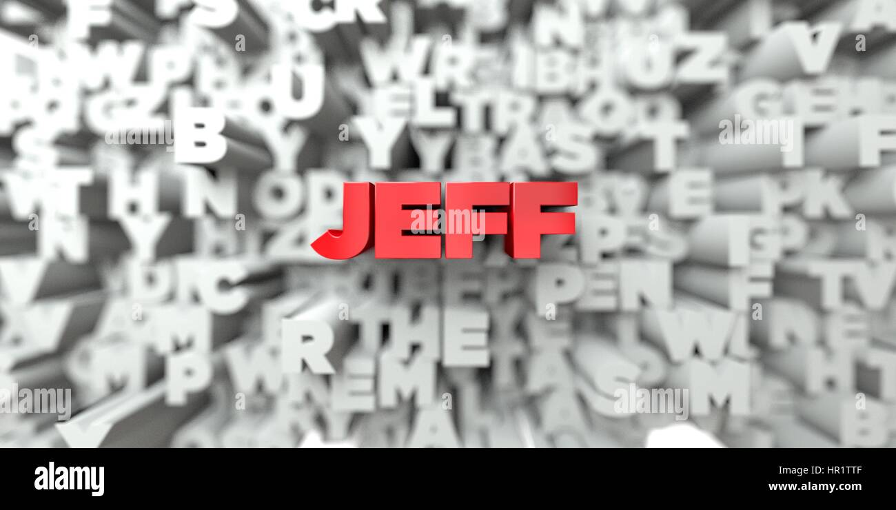 JEFF - Red text on typography background - 3D rendered royalty free ...