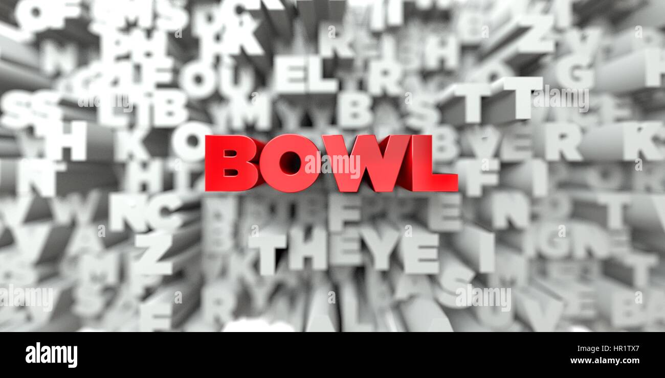BOWL - Red text on typography background - 3D rendered royalty free ...