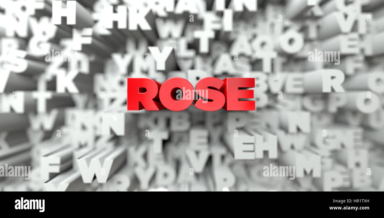ROSE - Red text on typography background - 3D rendered royalty free ...