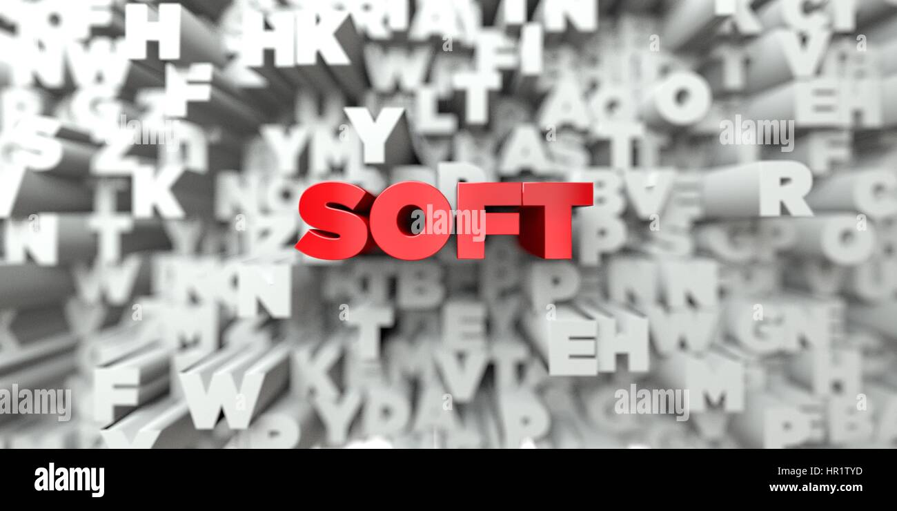 SOFT - Red text on typography background - 3D rendered royalty free ...