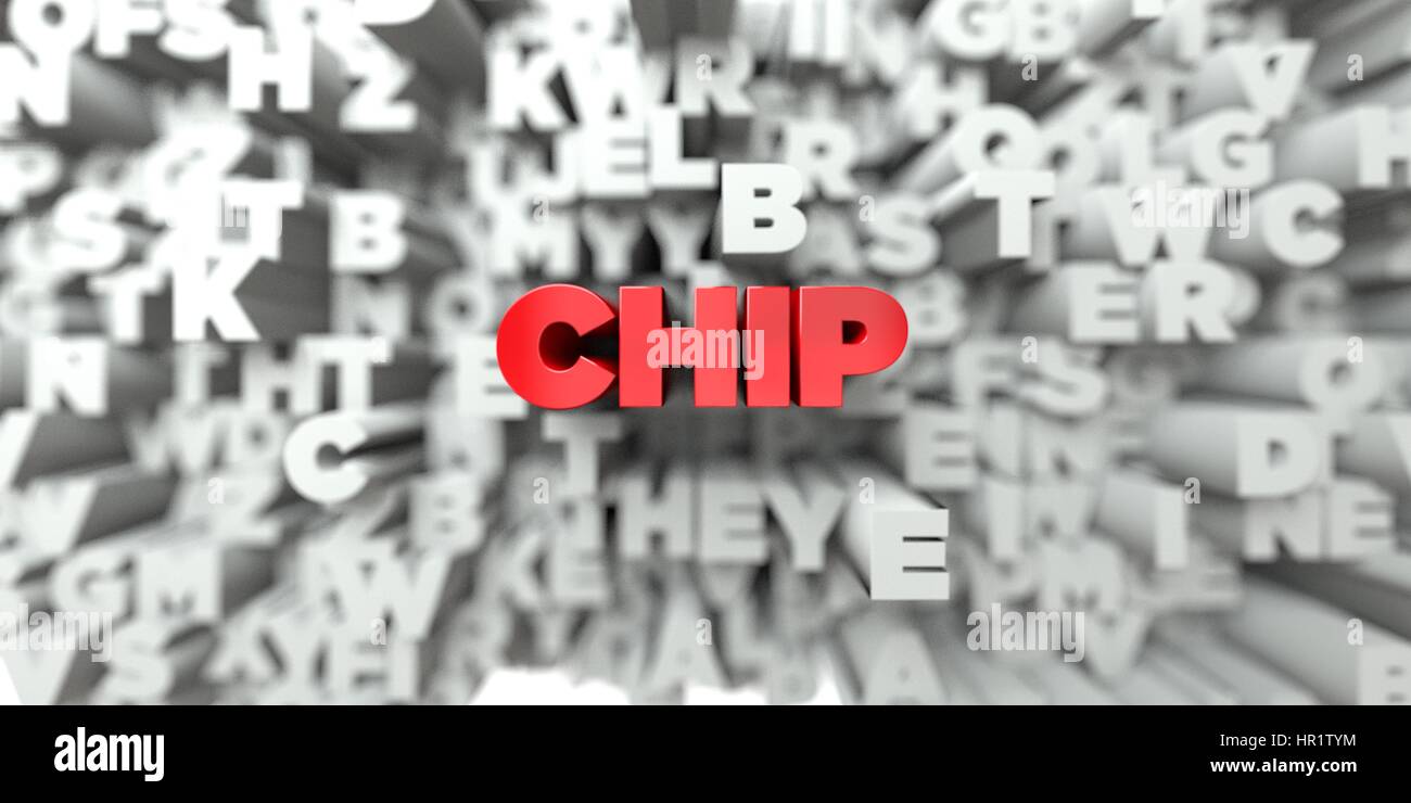 CHIP - Red text on typography background - 3D rendered royalty free ...