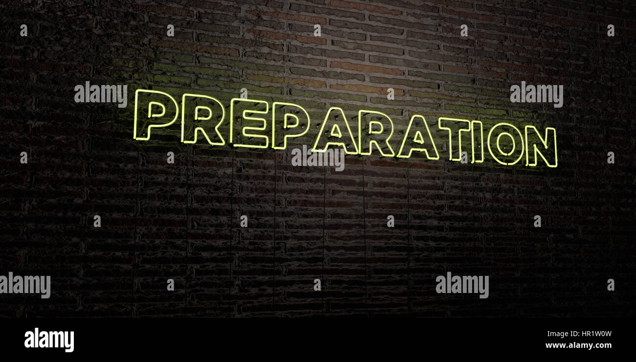PREPARATION -Realistic Neon Sign on Brick Wall background - 3D rendered ...