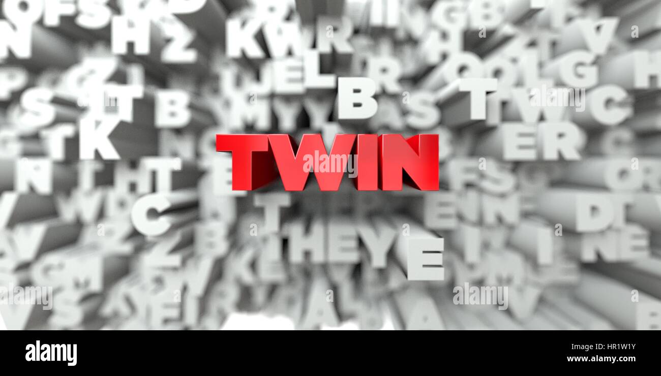 TWIN - Red text on typography background - 3D rendered royalty free ...