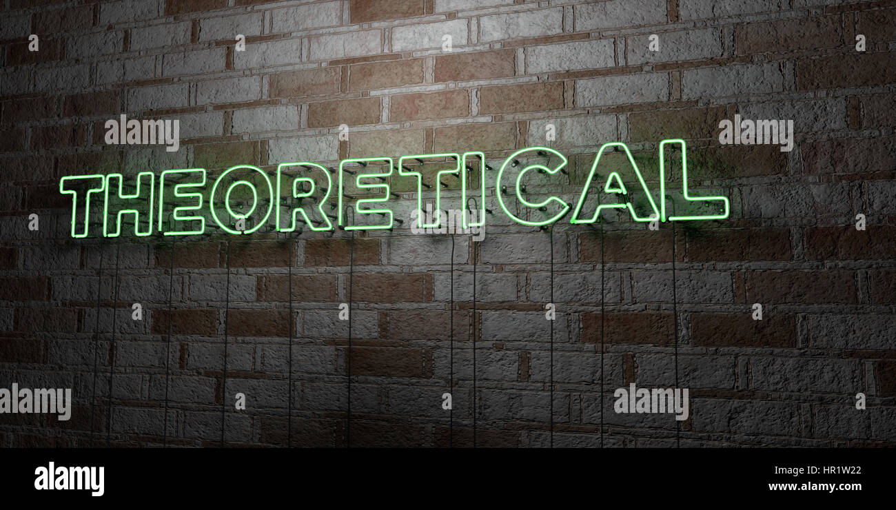 THEORETICAL - Glowing Neon Sign on stonework wall - 3D rendered royalty ...