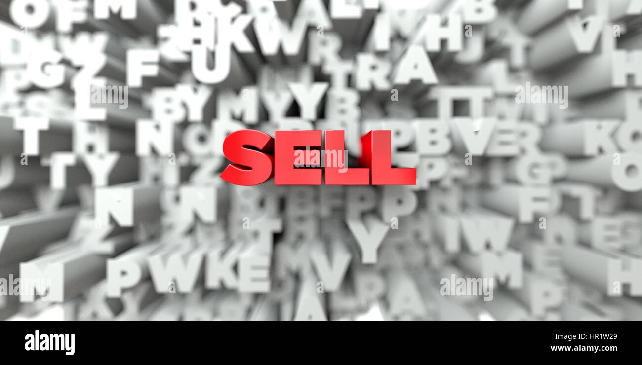 SELL - Red text on typography background - 3D rendered royalty free ...