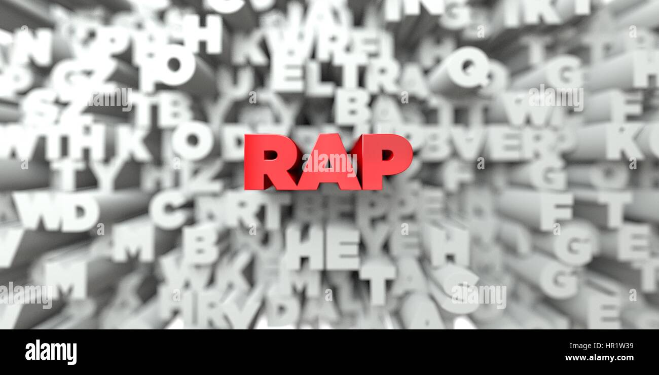 RAP - Red text on typography background - 3D rendered royalty free ...
