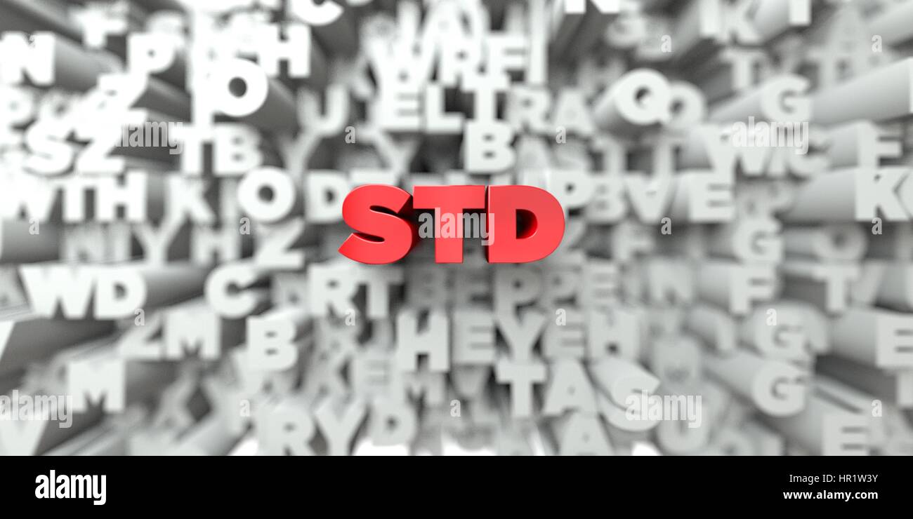 STD - Red text on typography background - 3D rendered royalty free ...