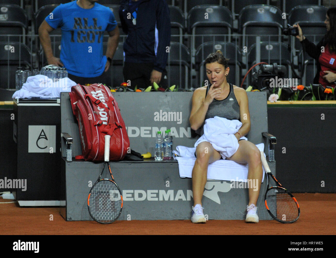 CLUJ-NAPOCA, ROMANIA - APRIL 15, 2016: Romanian tennis player Simona ...