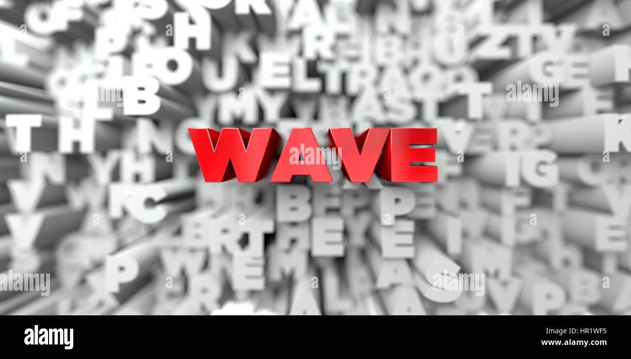 WAVE - Red text on typography background - 3D rendered royalty free ...