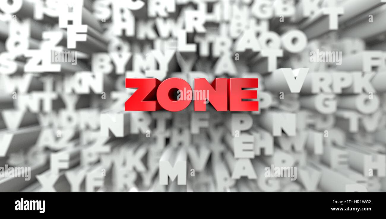 ZONE - Red text on typography background - 3D rendered royalty free ...