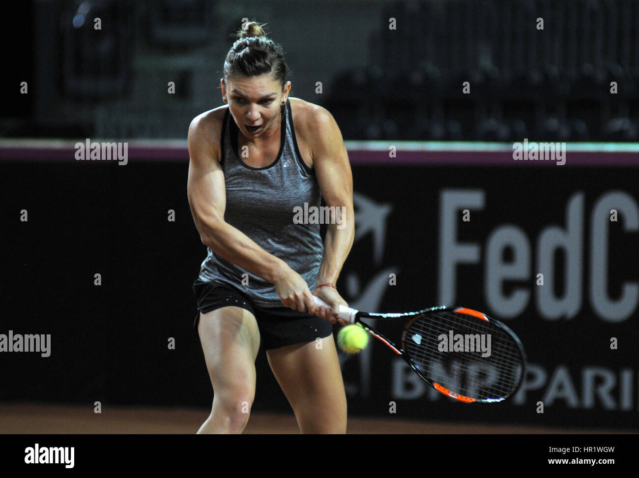 CLUJ-NAPOCA, ROMANIA - APRIL 15, 2016: Romanian tennis player Simona ...