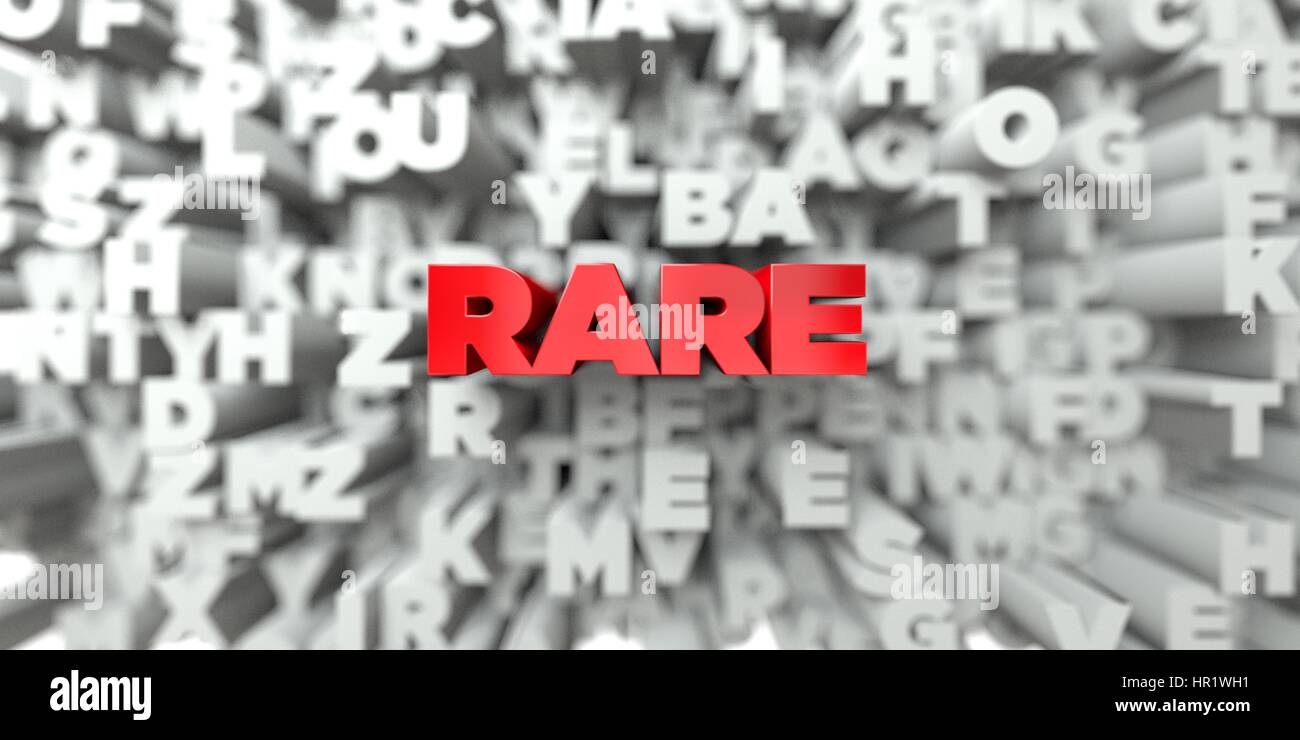 RARE - Red text on typography background - 3D rendered royalty free ...