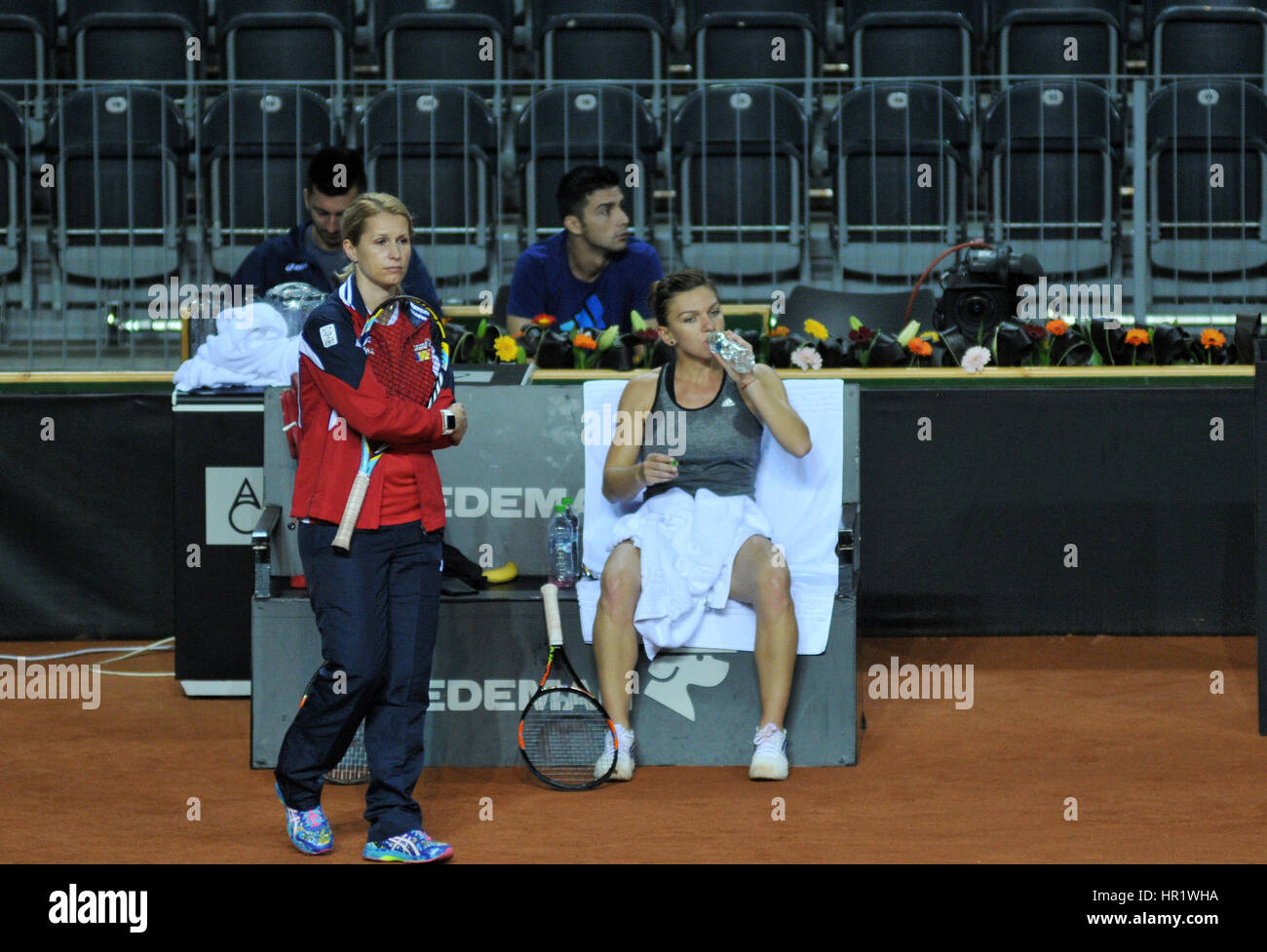 CLUJ-NAPOCA, ROMANIA - APRIL 15, 2016: Romanian tennis player Simona ...