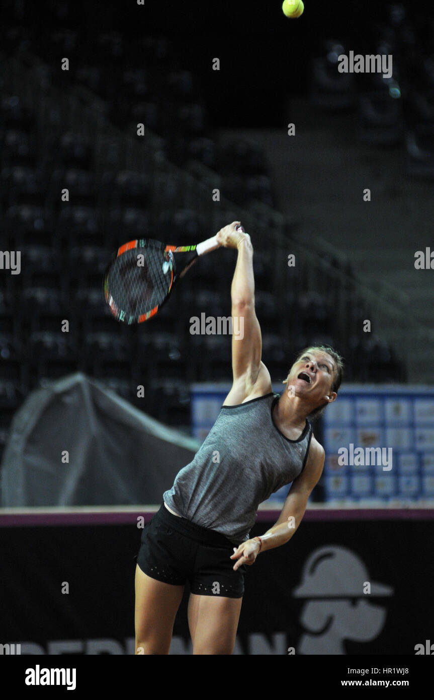 CLUJ-NAPOCA, ROMANIA - APRIL 15, 2016: Romanian tennis player Simona ...