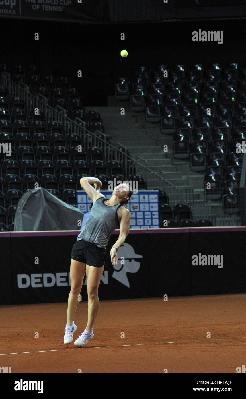 CLUJ-NAPOCA, ROMANIA - APRIL 15, 2016: Romanian tennis player Simona ...
