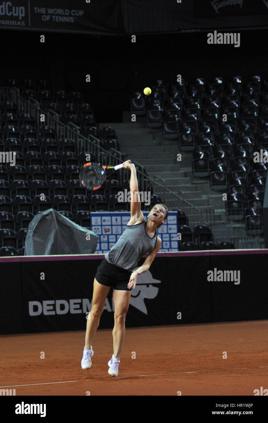 CLUJ-NAPOCA, ROMANIA - APRIL 15, 2016: Romanian tennis player Simona ...