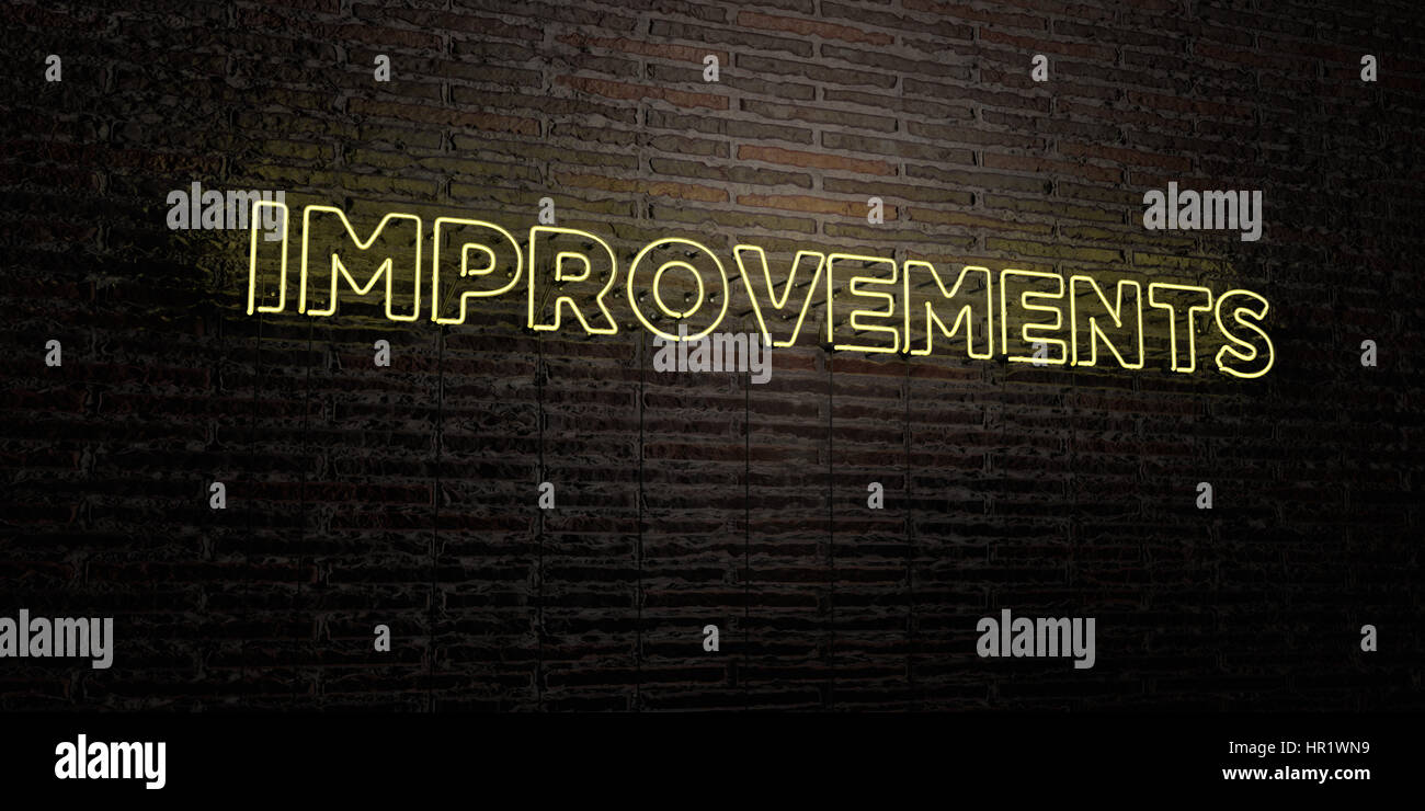 IMPROVEMENTS -Realistic Neon Sign on Brick Wall background - 3D ...