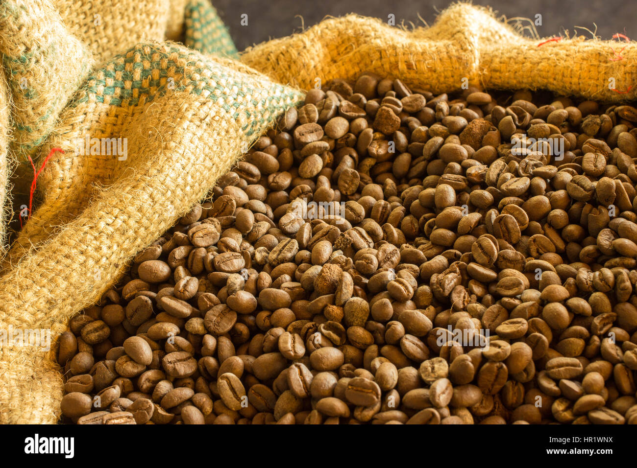 Coffee beans in asack original coffee and good taste Stock Photo - Alamy