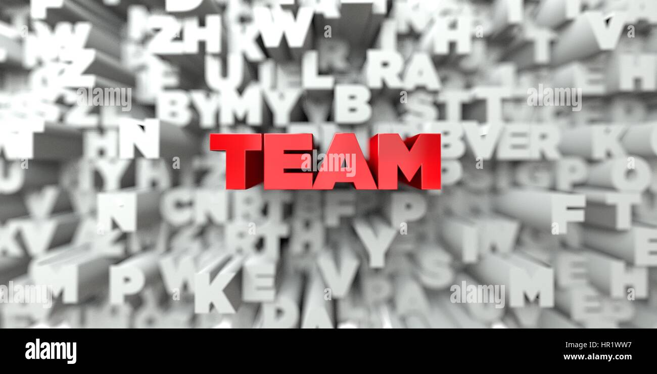 TEAM - Red text on typography background - 3D rendered royalty free ...