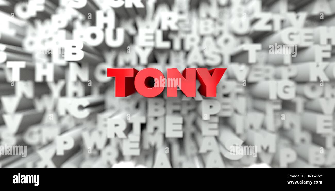 TONY - Red text on typography background - 3D rendered royalty free ...