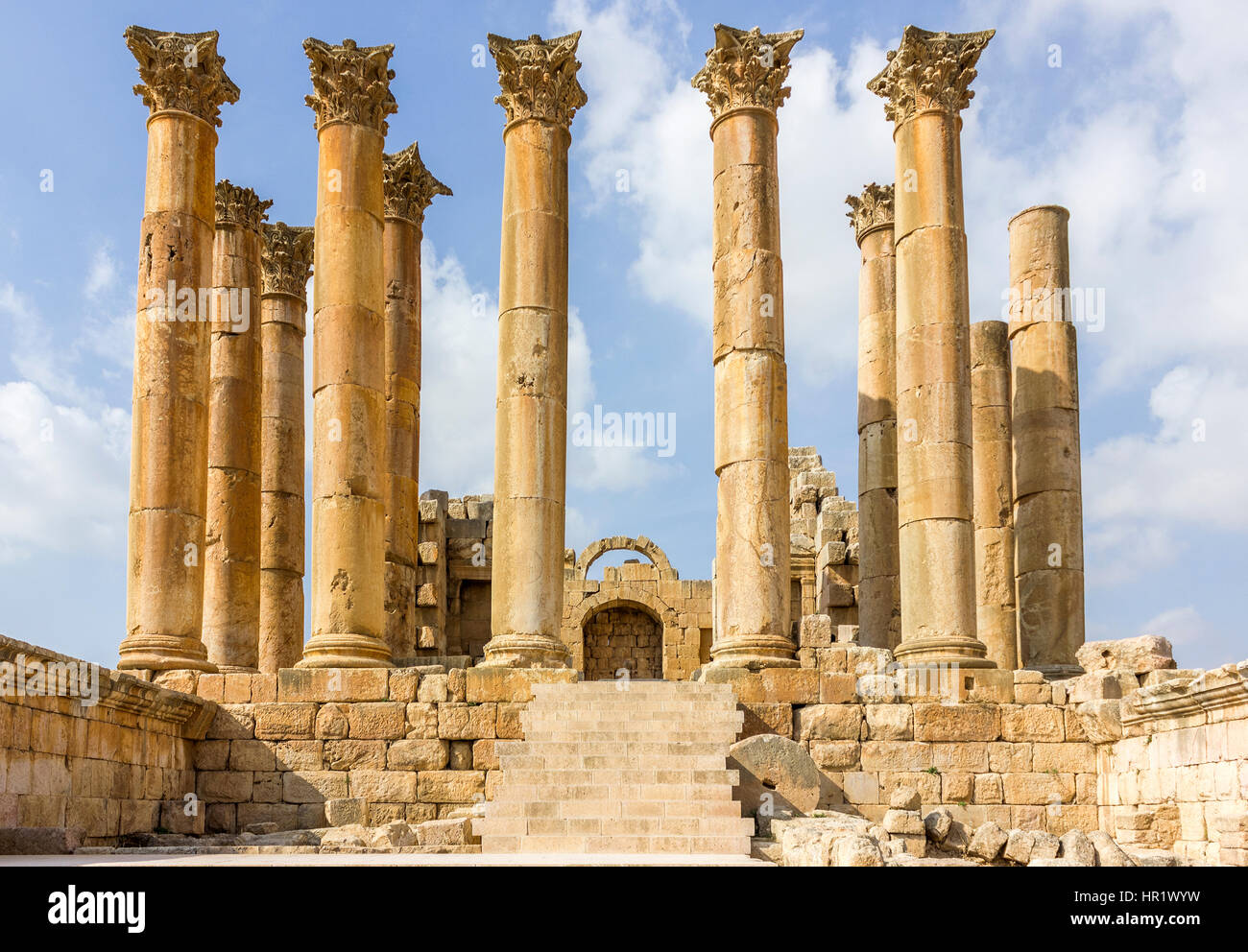 Ancient Roman city of Gerasa modern Jerash, Jordan Artemis Temple Stock ...