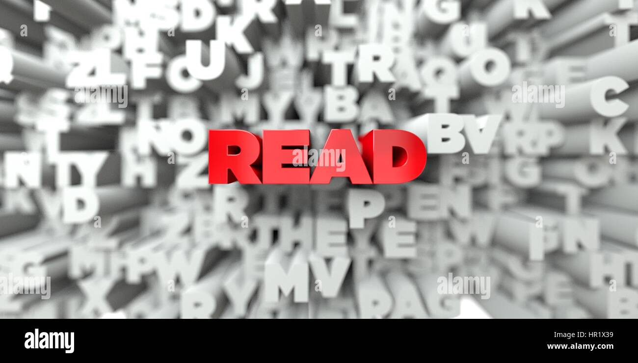 READ - Red text on typography background - 3D rendered royalty free ...