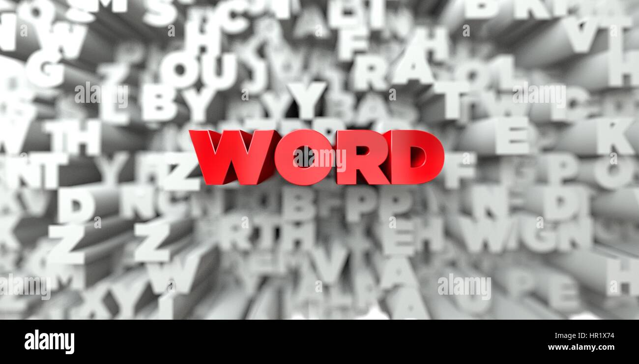 WORD - Red text on typography background - 3D rendered royalty free ...