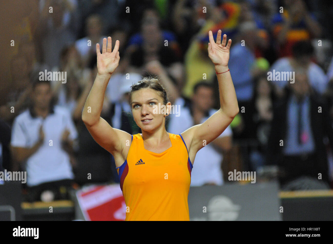 CLUJ-NAPOCA, ROMANIA - APRIL 16, 2016: Romanian tennis player Simona ...