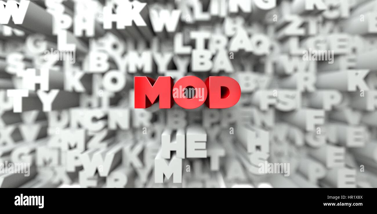 MOD - Red text on typography background - 3D rendered royalty free ...