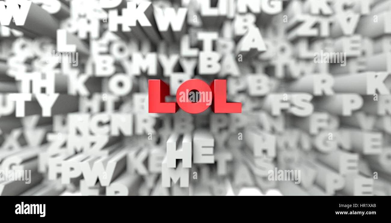 LOL - Red text on typography background - 3D rendered royalty free ...