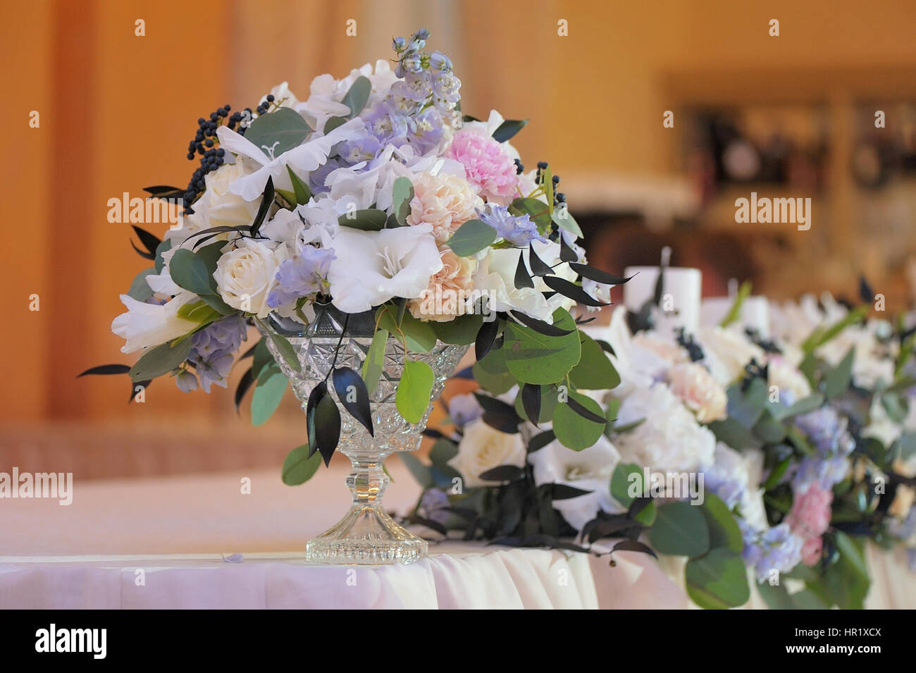 Beautifully decorated bouquet of roses and peons Stock Photo - Alamy
