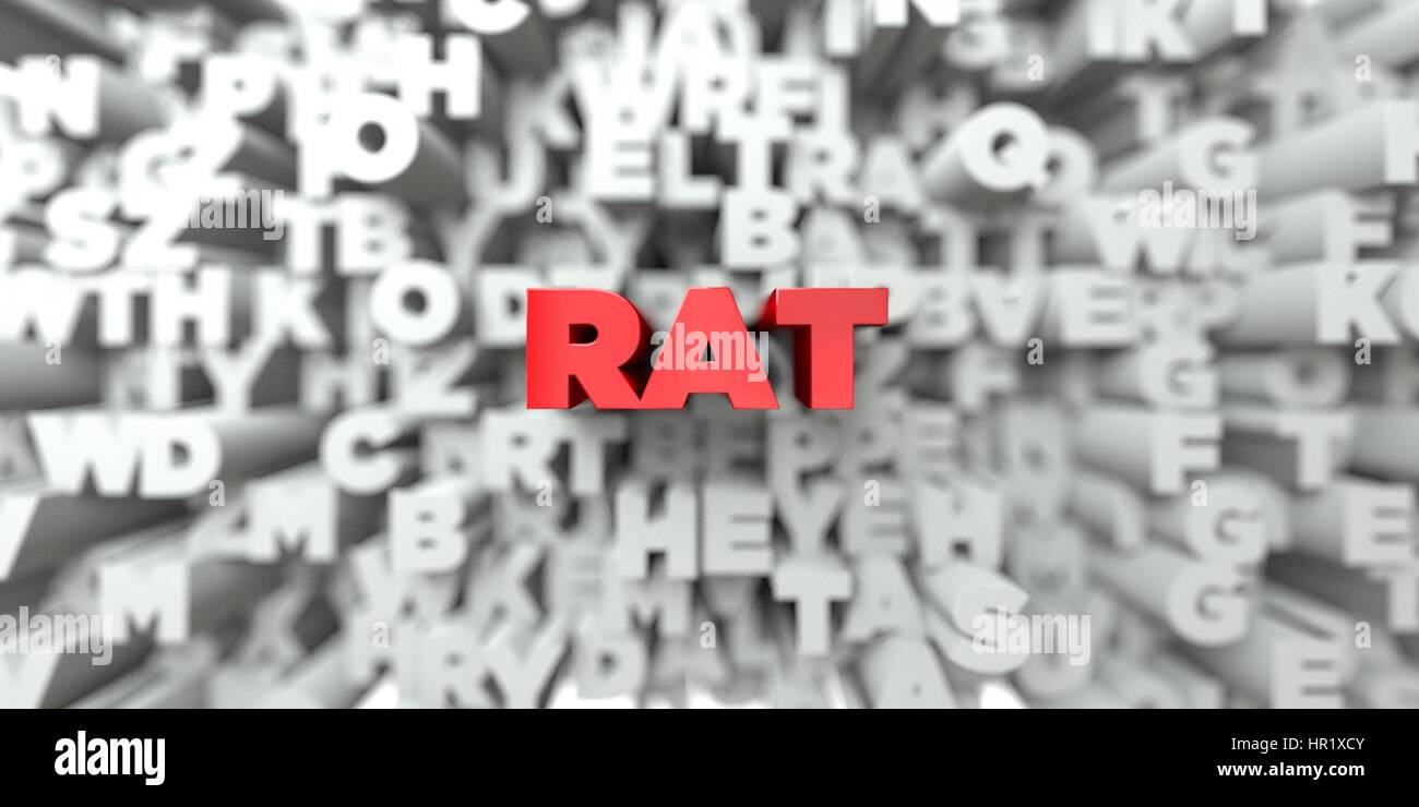 RAT - Red text on typography background - 3D rendered royalty free ...
