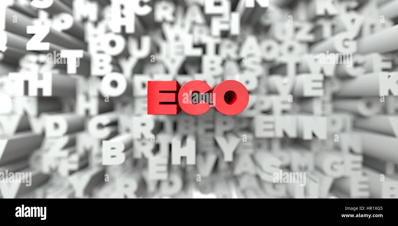 ECO - Red text on typography background - 3D rendered royalty free ...