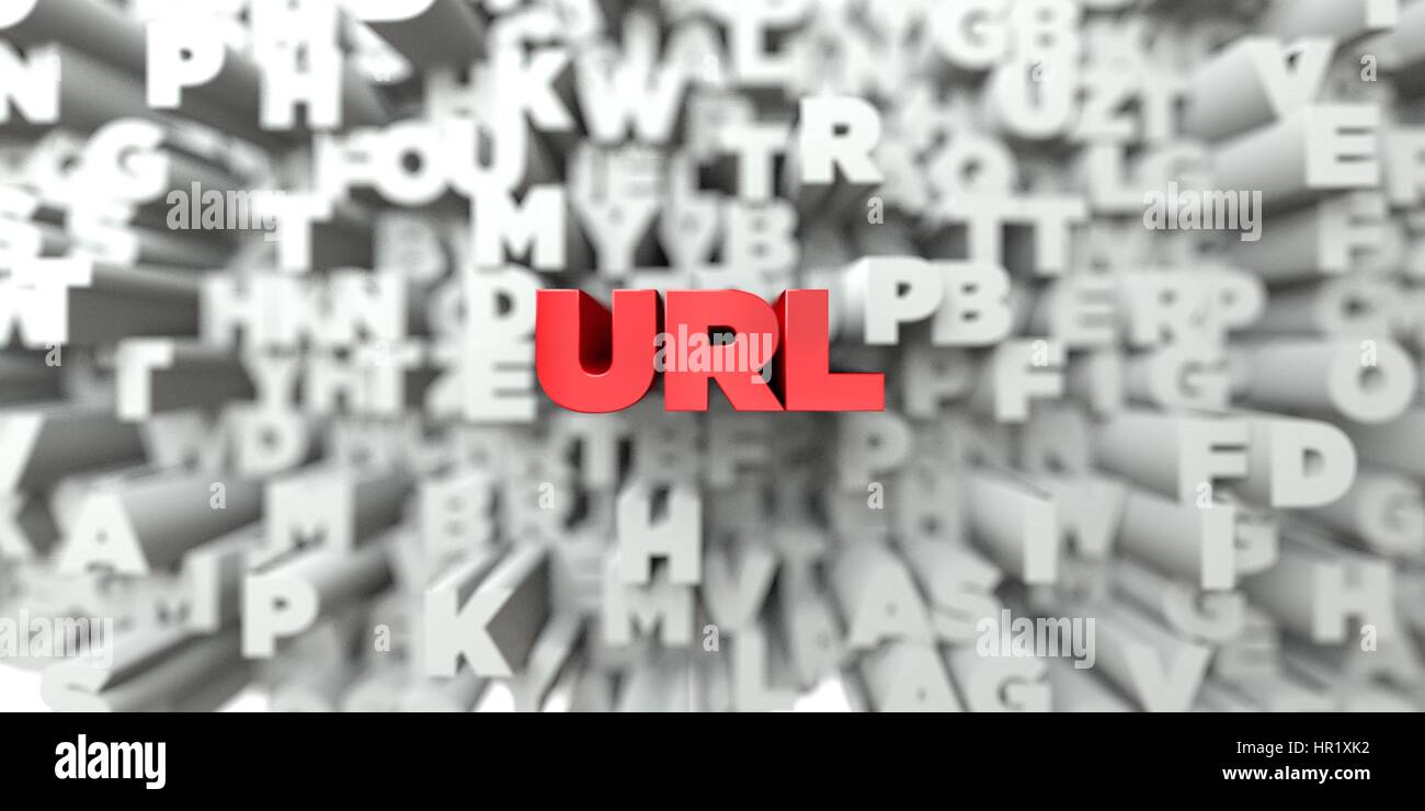 URL - Red text on typography background - 3D rendered royalty free ...