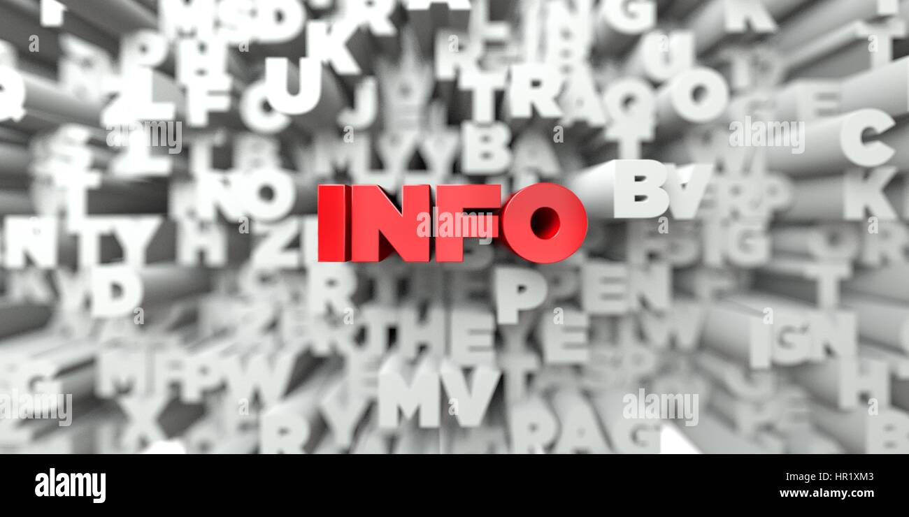 INFO - Red text on typography background - 3D rendered royalty free ...