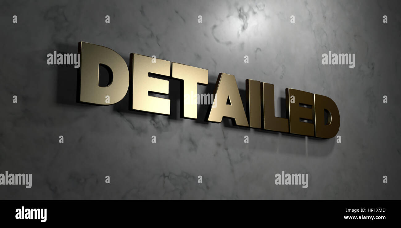 Detailed - Gold sign mounted on glossy marble wall - 3D rendered ...