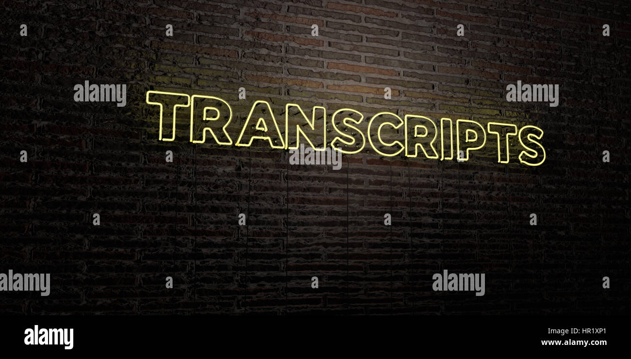 TRANSCRIPTS -Realistic Neon Sign on Brick Wall background - 3D rendered ...