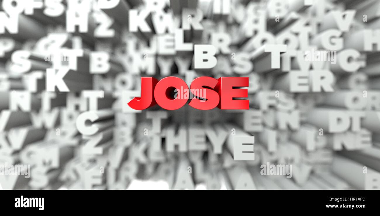 JOSE - Red text on typography background - 3D rendered royalty free ...
