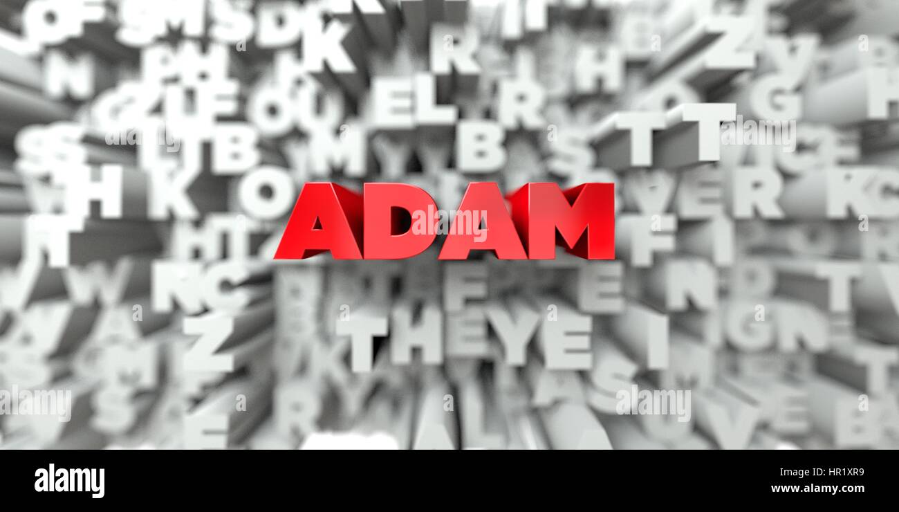ADAM - Red text on typography background - 3D rendered royalty free ...