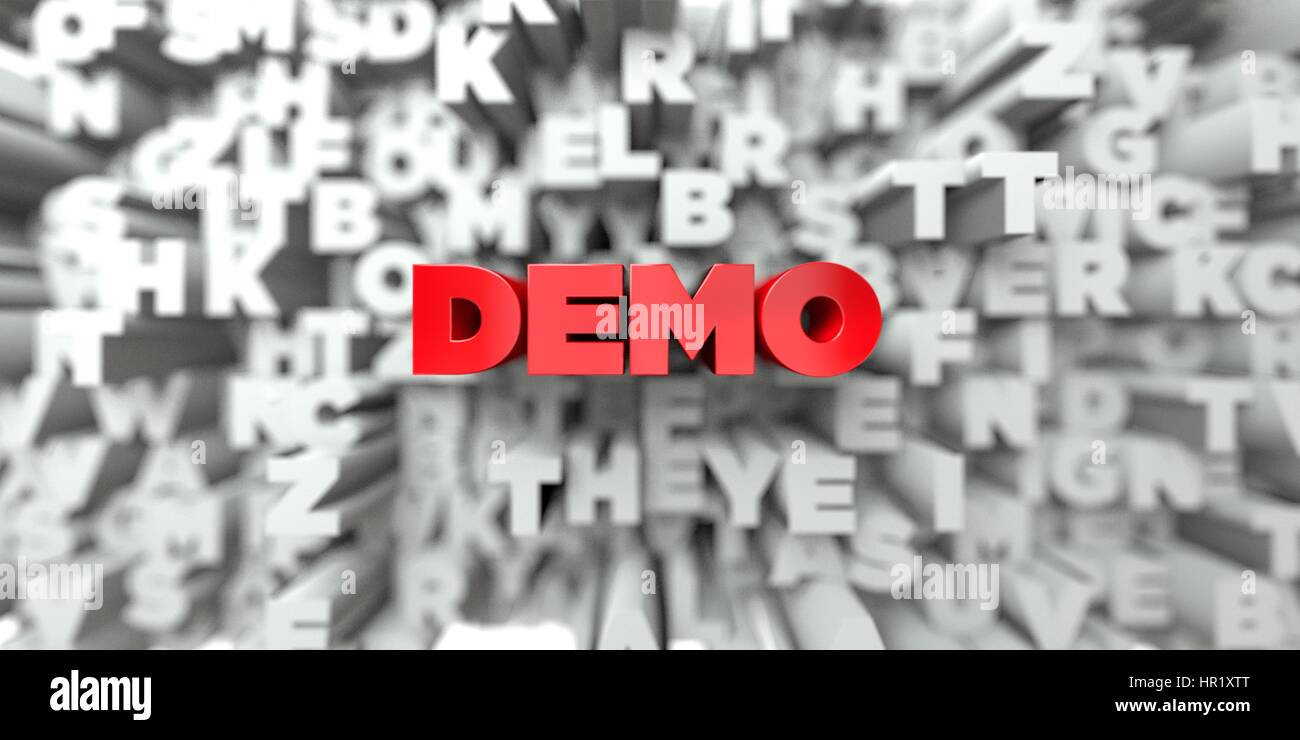 DEMO - Red text on typography background - 3D rendered royalty free ...