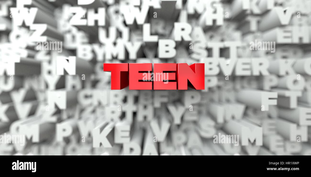 TEEN - Red text on typography background - 3D rendered royalty free ...